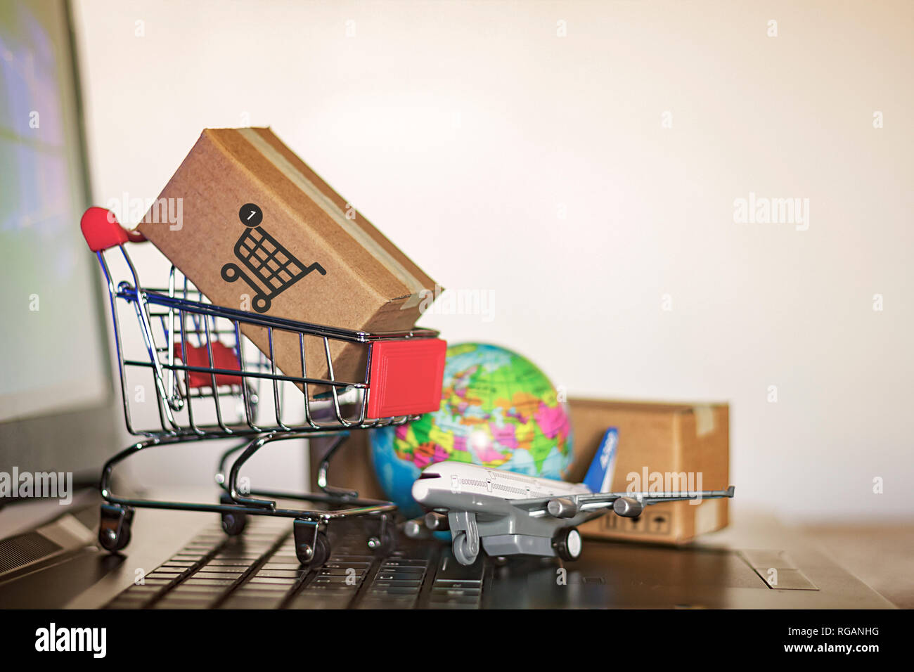 Logistics laptop computer delivery transportation hi-res stock ...