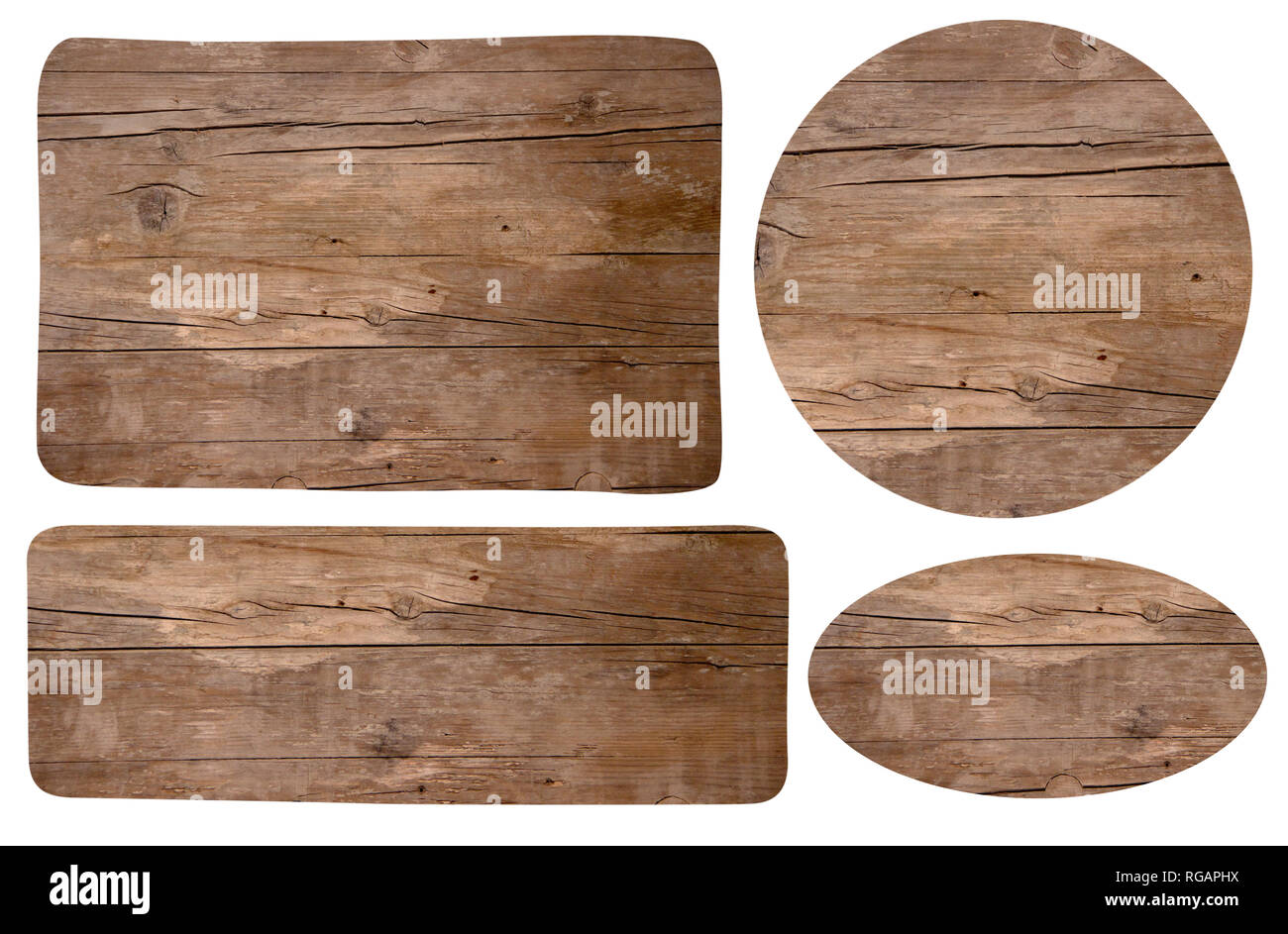Set of the wooden rustic signes on white background Stock Photo - Alamy
