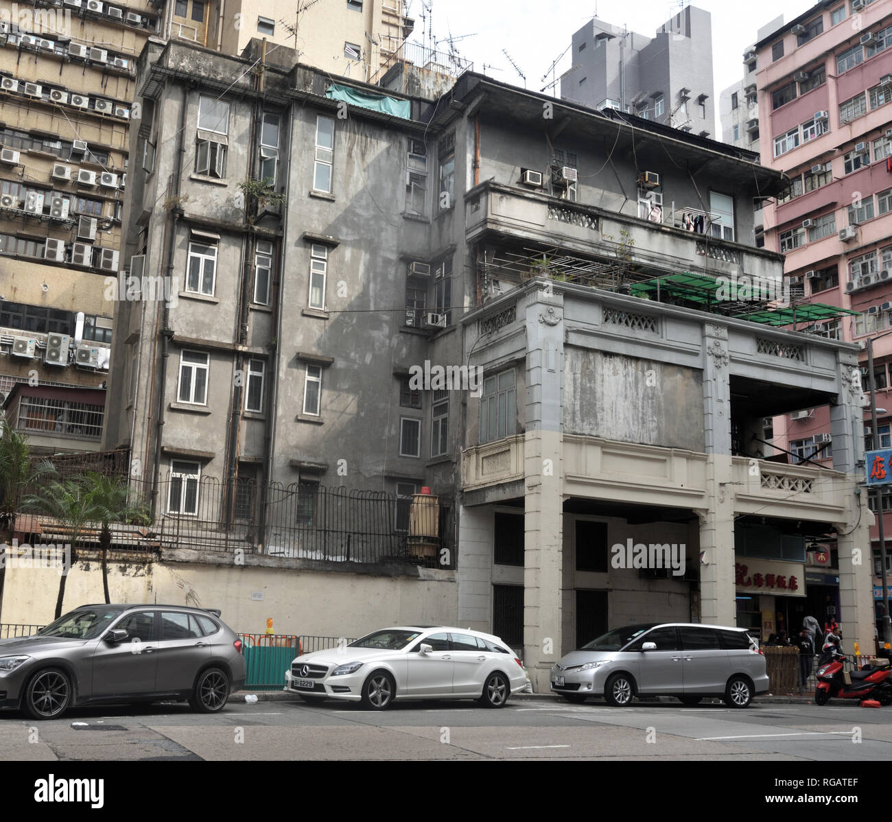 Old house on a side street corner, Hong Kong Stock Photo - Alamy