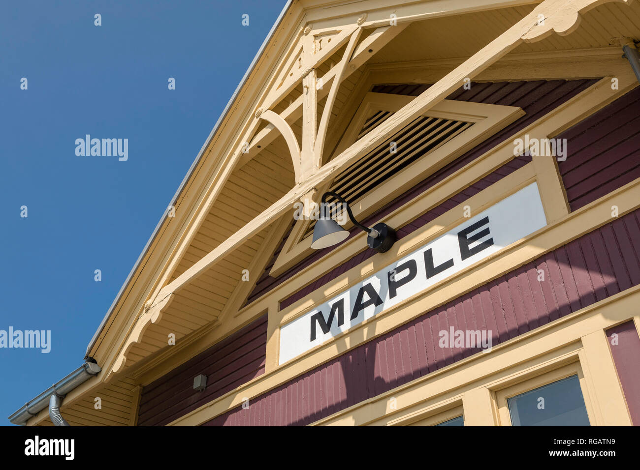 Detail of the facade of the old Train Station, Maple, Ontario Stock ...