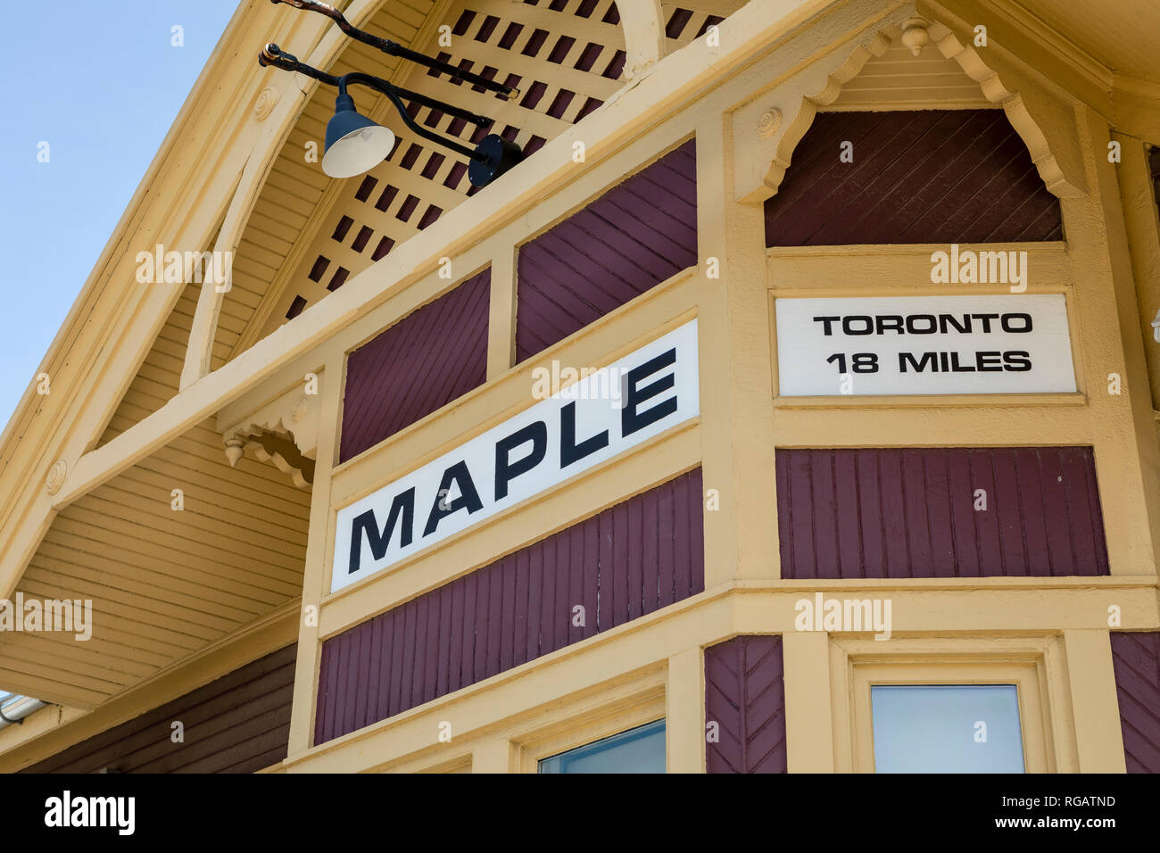 Detail of the facade of the old Train Station, Maple, Ontario Stock ...