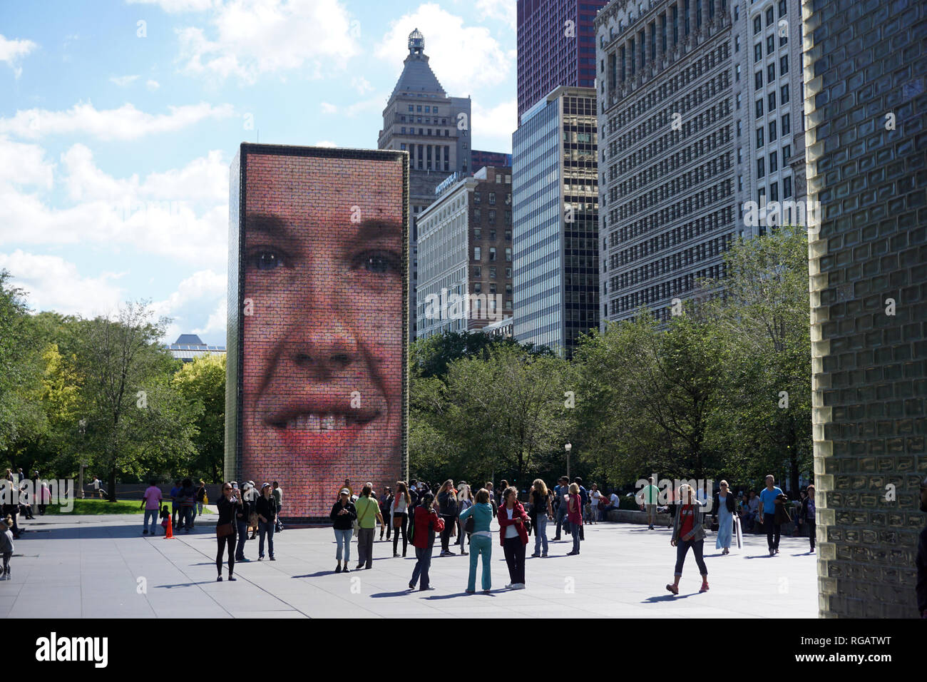 Faces are everywhere in downtown Chicago Stock Photo - Alamy