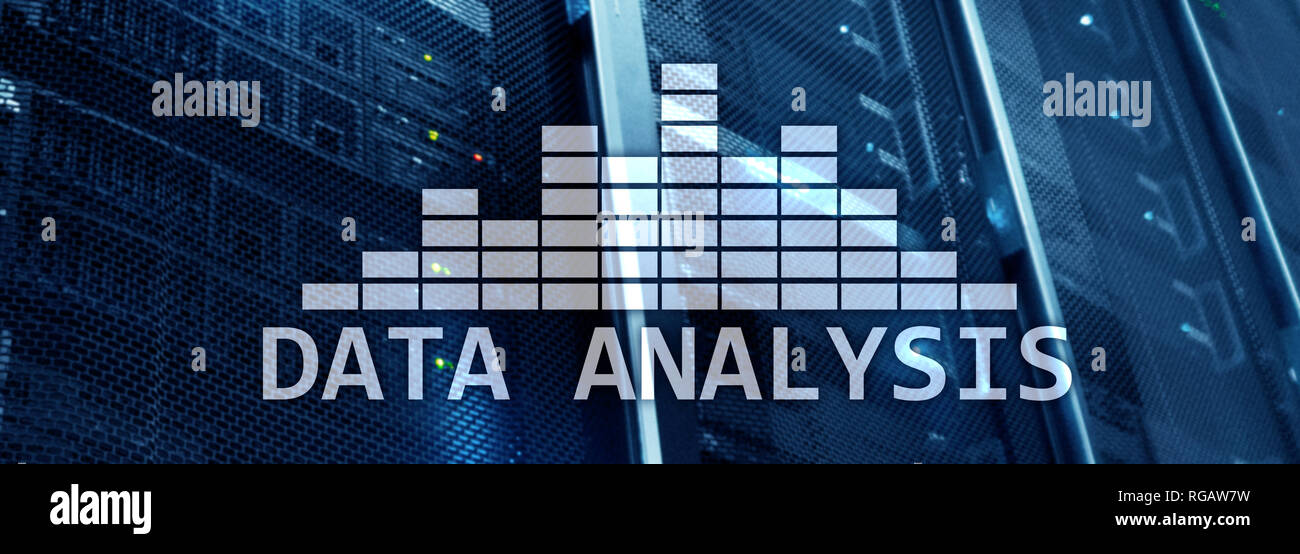 Big Data analysis text on server room background. Internet and modern ...