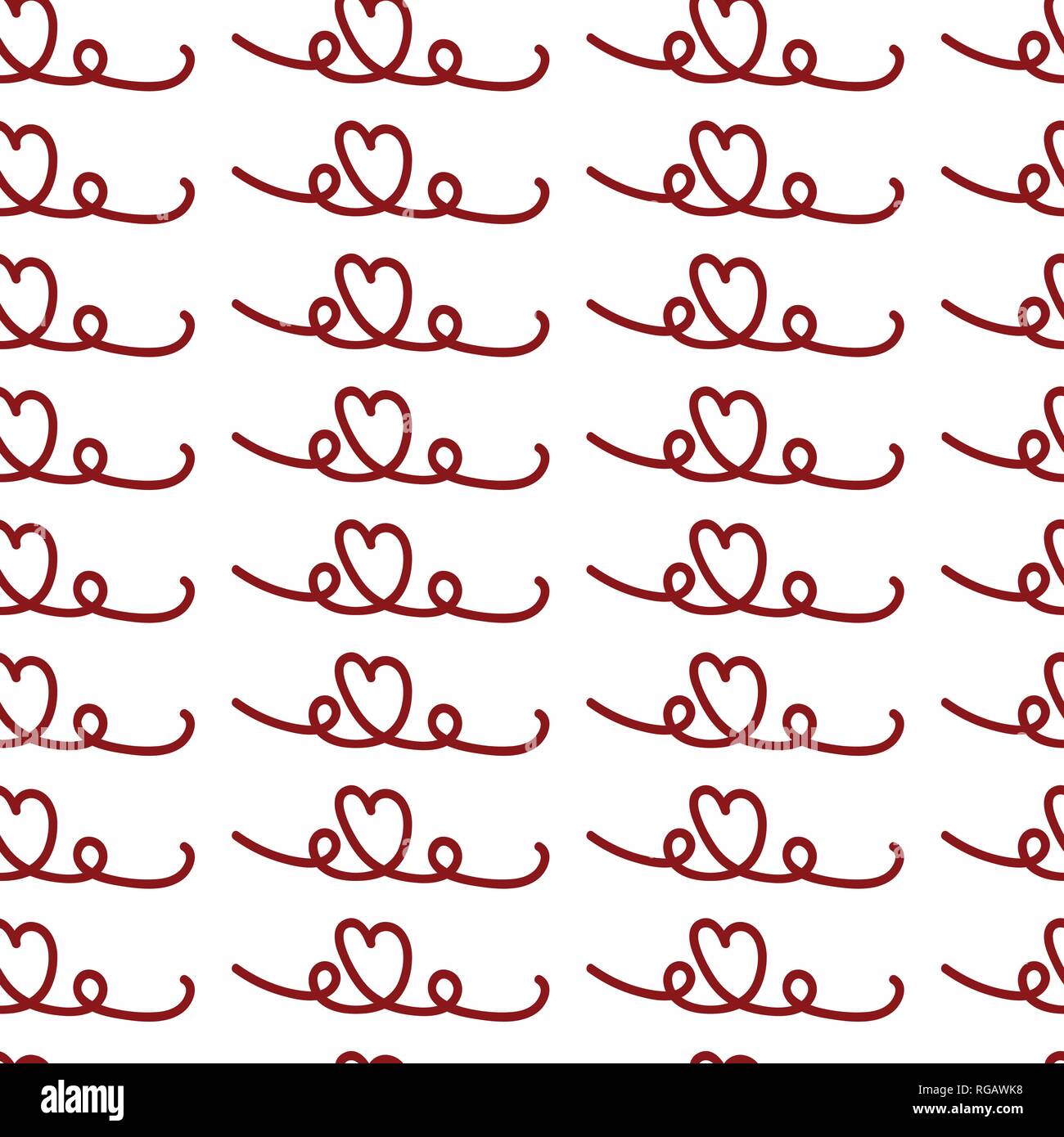 Vector Hand drawn doodle heart line repeat seamless pattern. Pencil ...