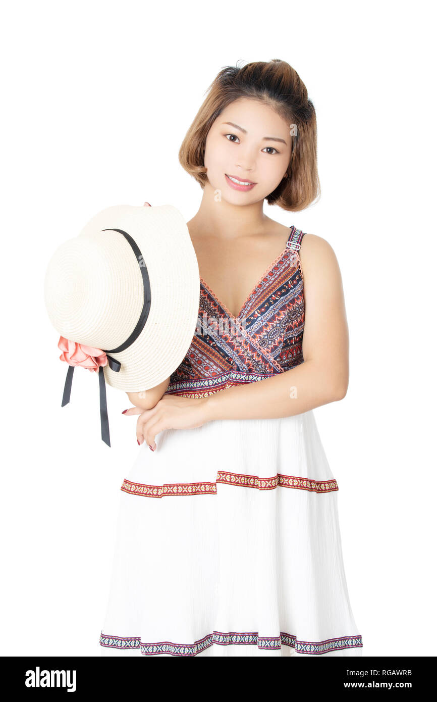 Beautiful Chinese American woman dressed in casual clothing isolated on ...