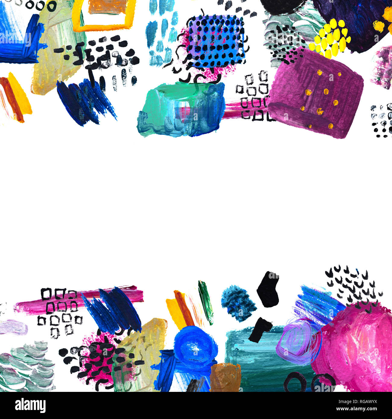 Hand drawn border and place for your text. Acrylic painting geometric ...