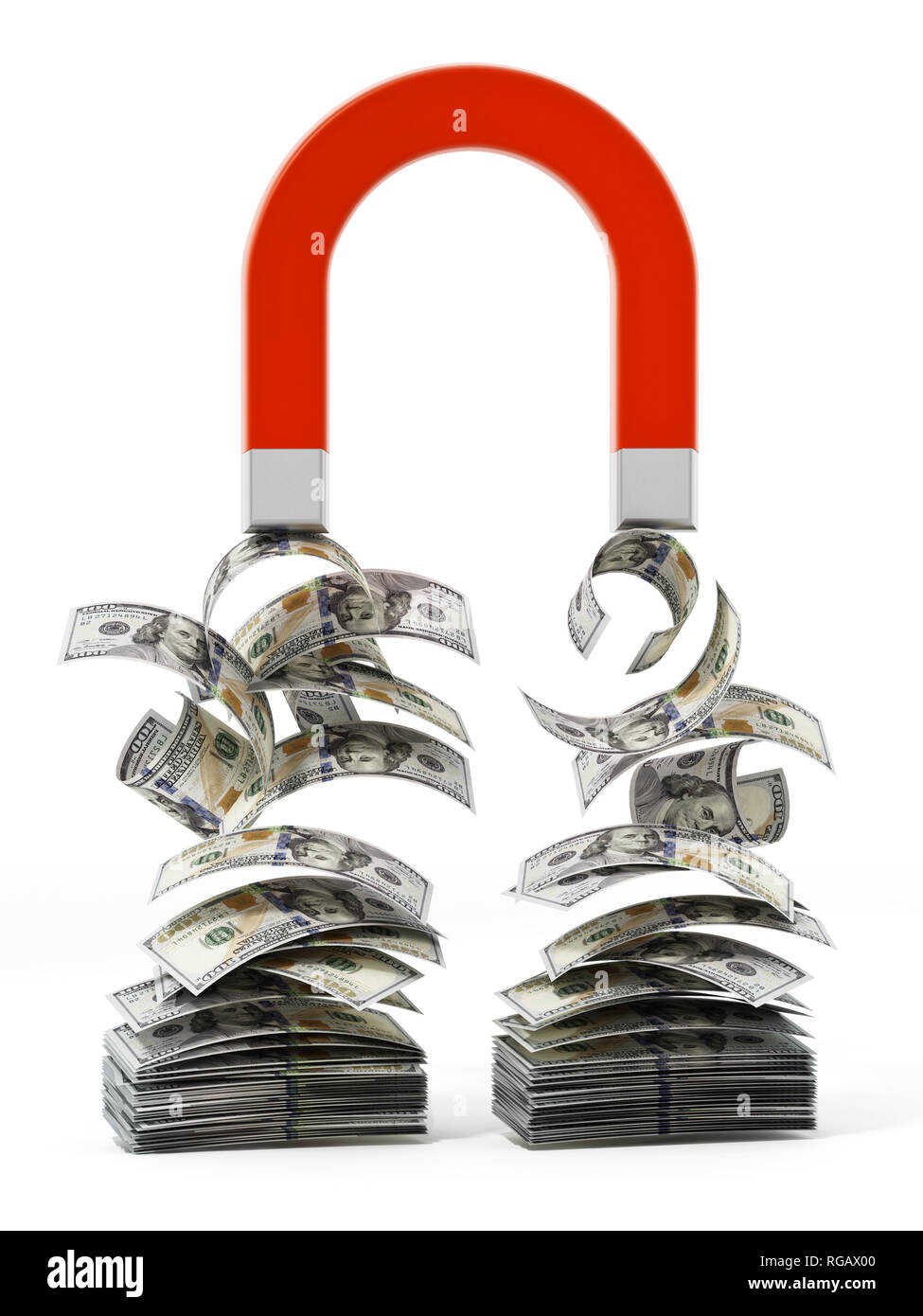 Money magnet drawing dollar bills. 3D illustration Stock Photo - Alamy