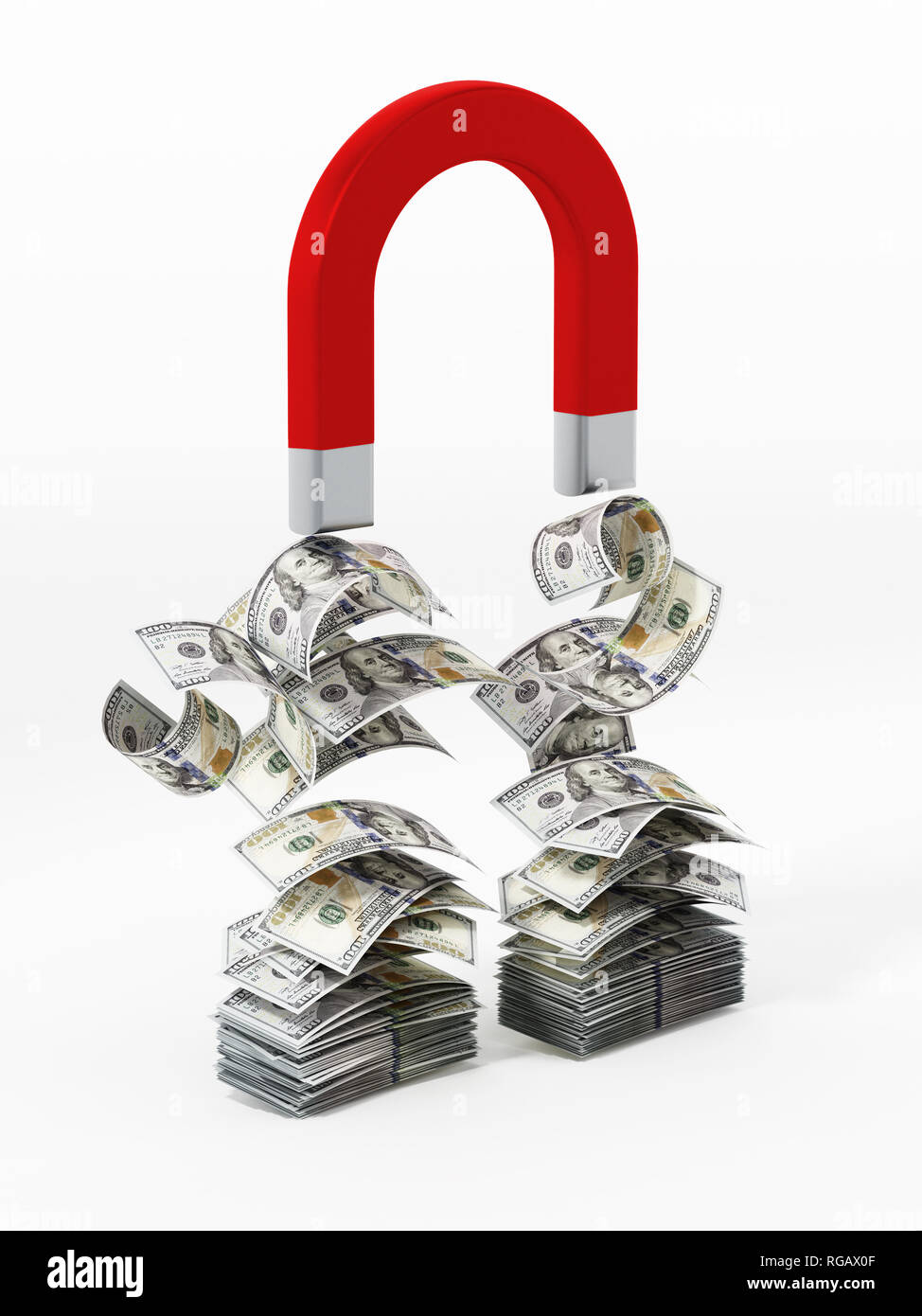Money magnet drawing dollar bills. 3D illustration Stock Photo - Alamy