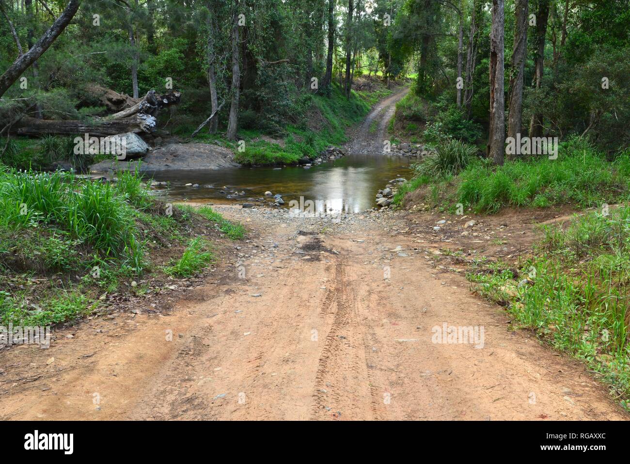 The 4wd crossing of broken river at the Bush camp at The Diggings ...