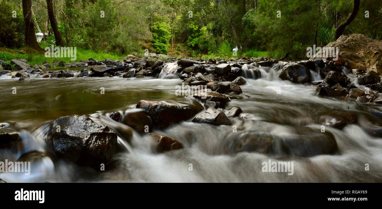 The 4wd crossing of broken river at the Bush camp at The Diggings ...