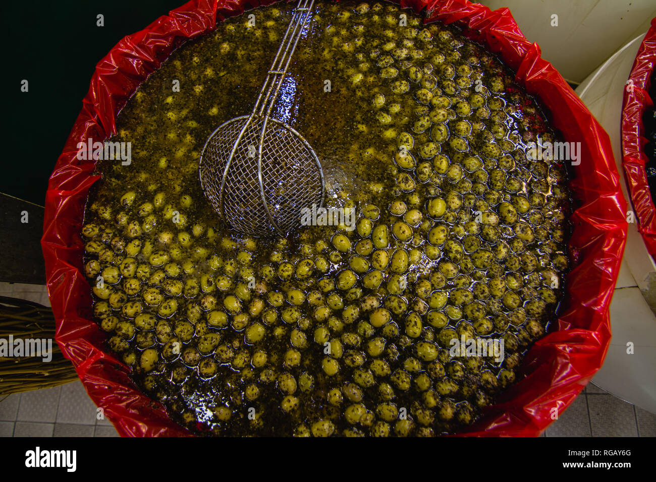 Green Olives in a Bucket Stock Photo - Alamy