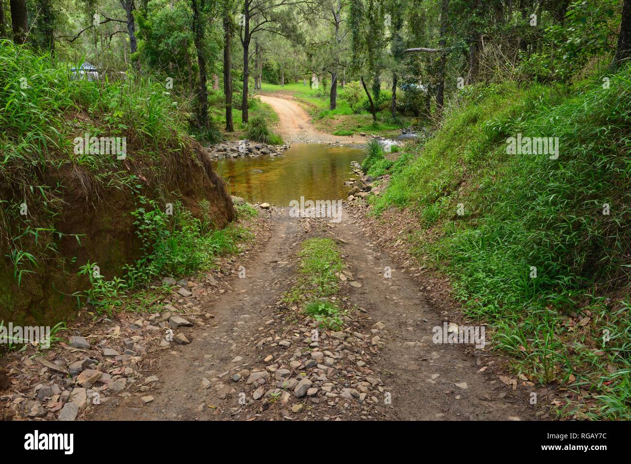 The 4wd crossing of broken river at the Bush camp at The Diggings ...