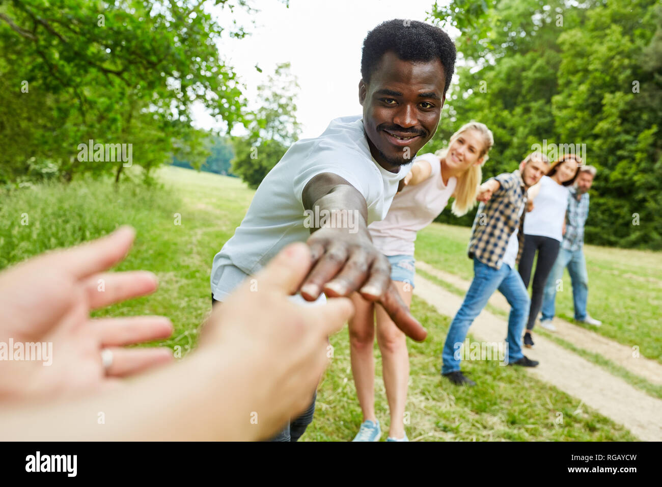 Human chain hi-res stock photography and images - Alamy