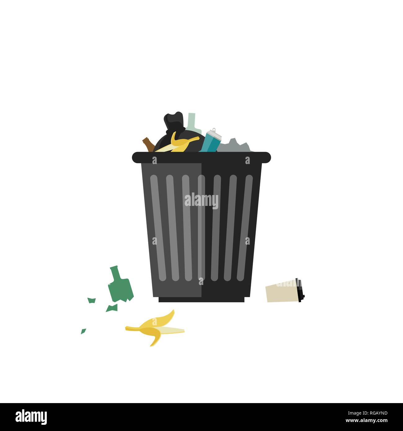 Full garbage can waste Stock Vector Images - Alamy