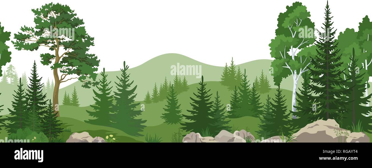 Mountain spring landscape Stock Vector Images - Alamy