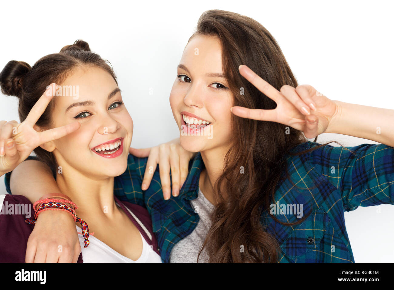 Kids hugging white background hi-res stock photography and images - Alamy