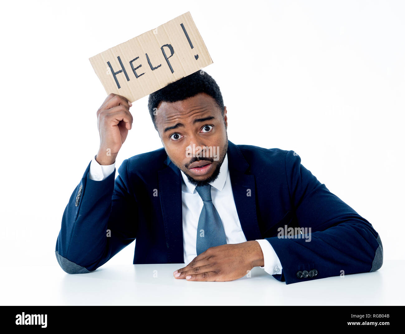 Young attractive and frustrated african american businessman holding ...