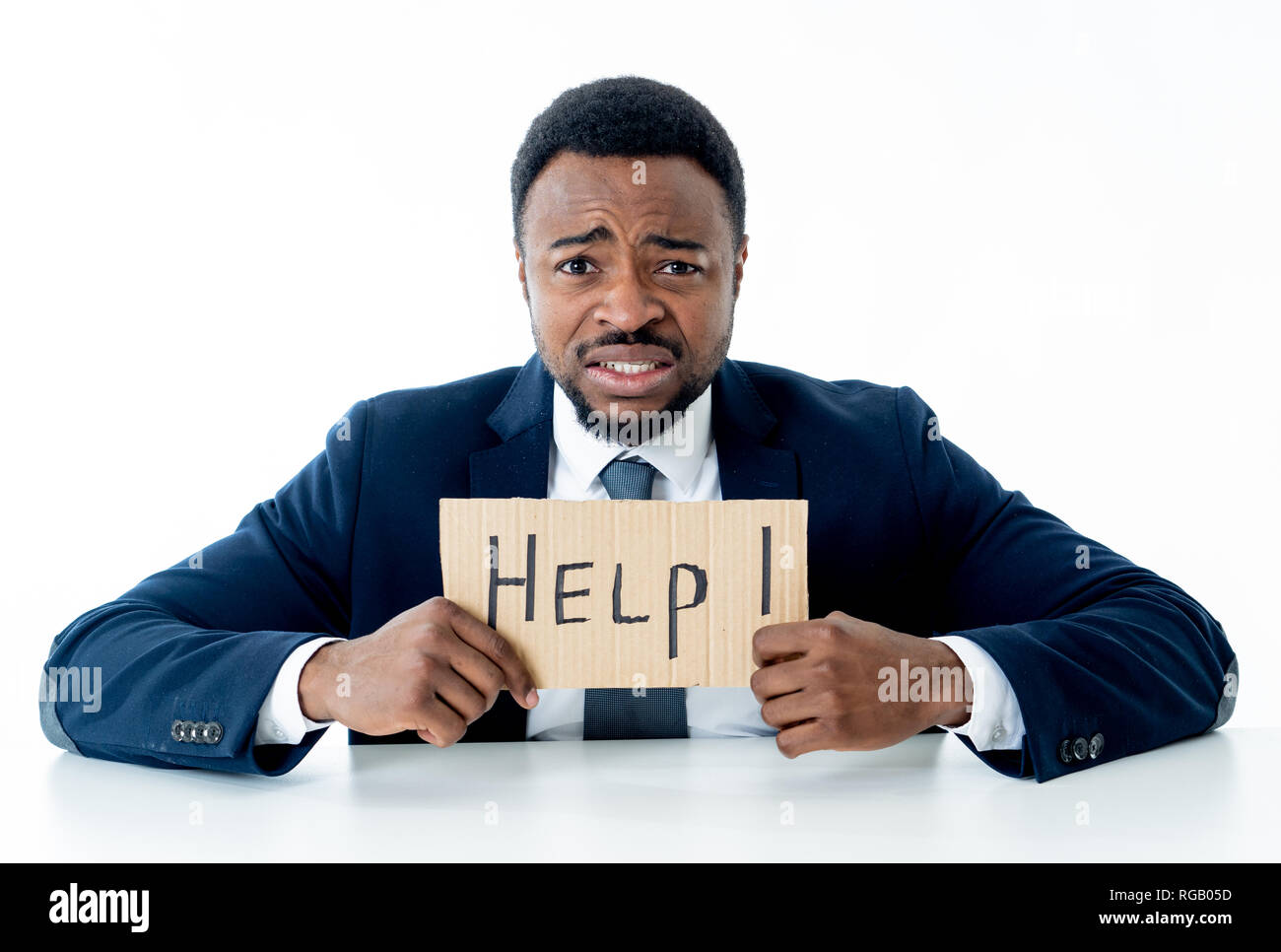 Young attractive and frustrated african american businessman holding ...