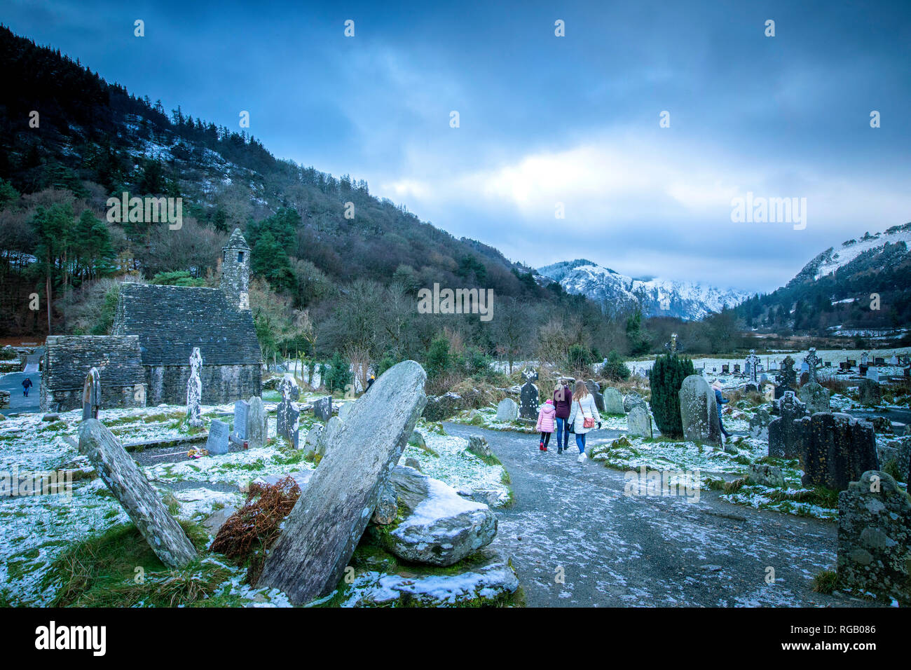 Winter snow scenes at Glendalough, Wicklow National Park, Ireland Stock ...