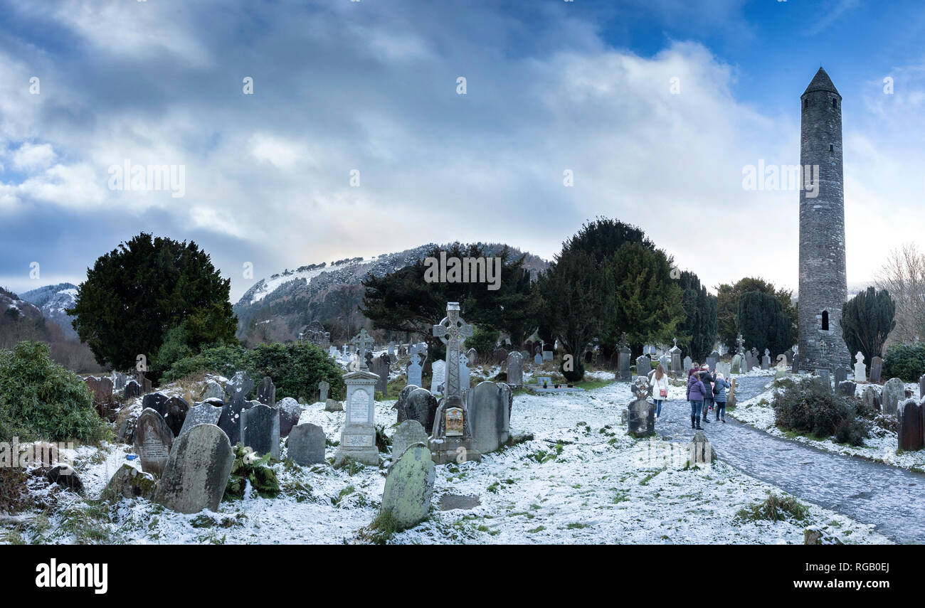 Winter snow scenes at Glendalough, Wicklow National Park, Ireland Stock ...