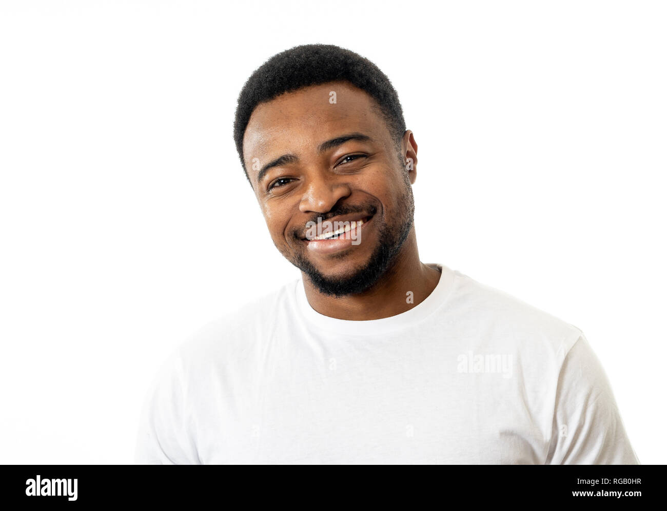 Portrait of smiling man having fun and joy smiling and laughing at the ...