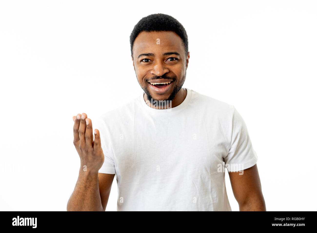 Portrait of smiling man having fun and joy smiling and laughing at the ...