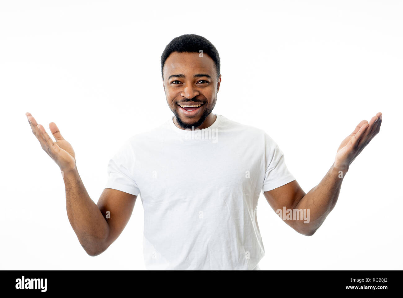 Portrait of smiling man having fun and joy smiling and laughing at the ...