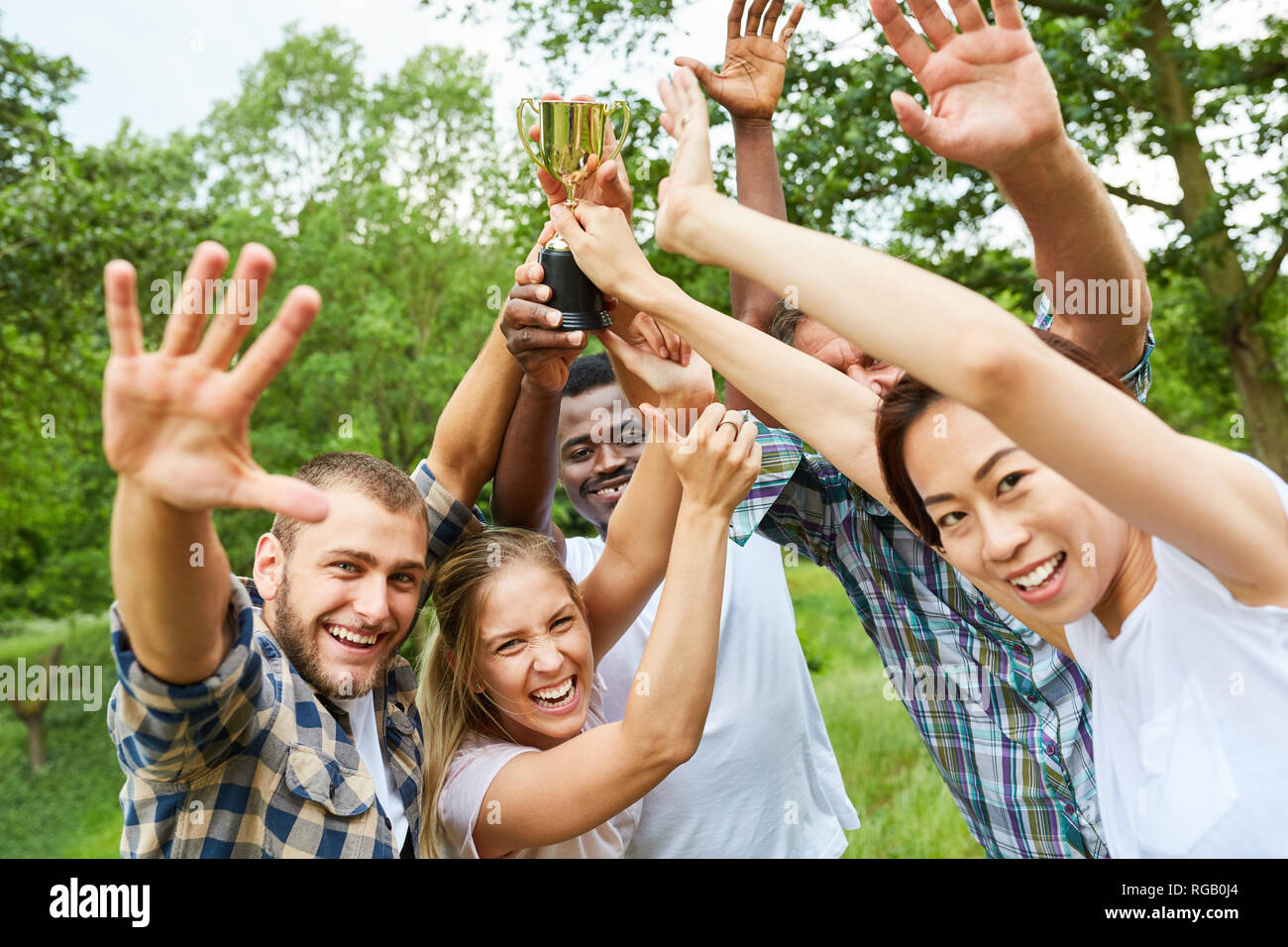 Team group cup celebration hi-res stock photography and images - Alamy