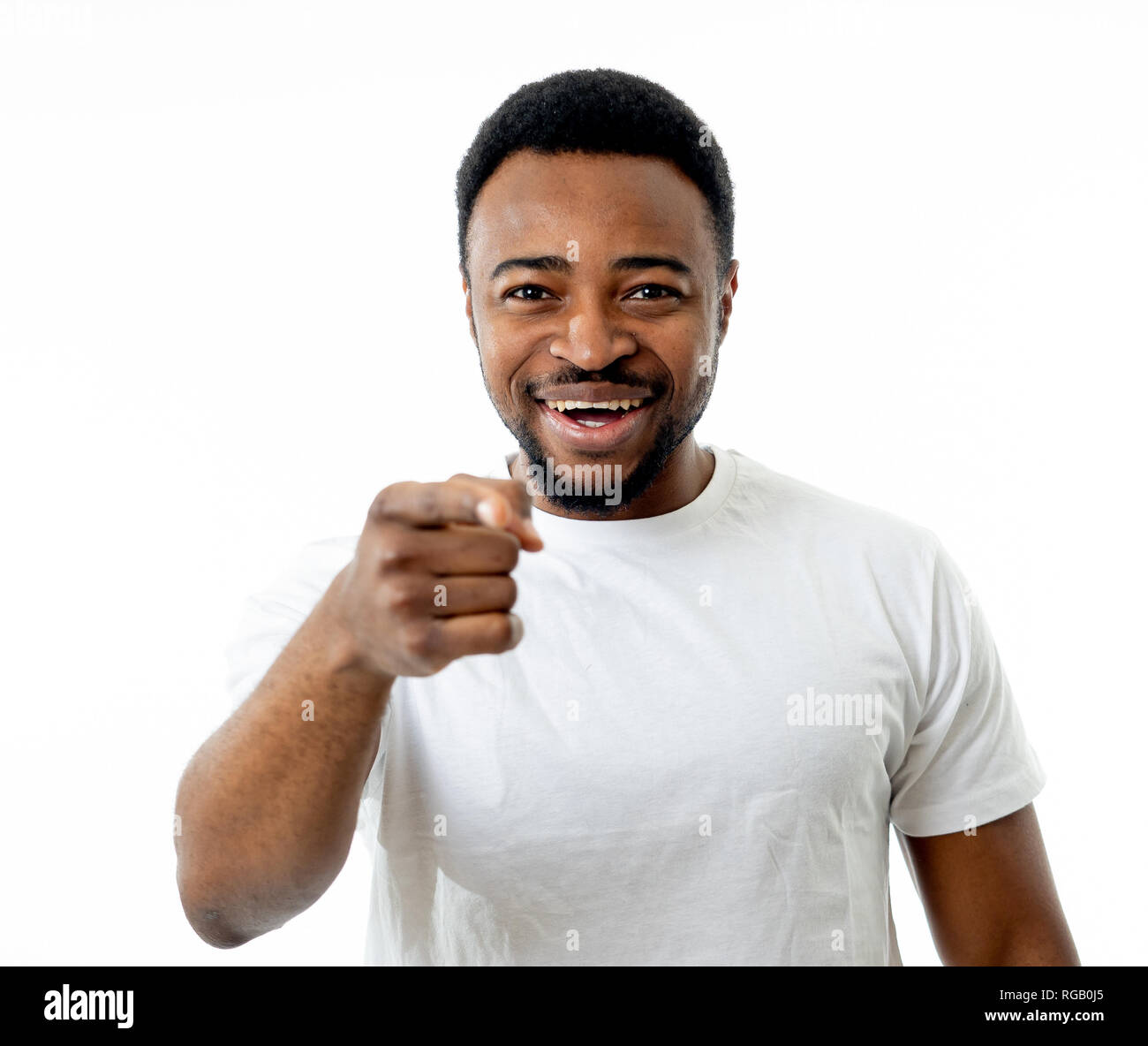 Portrait of smiling man having fun and joy smiling and laughing at the ...