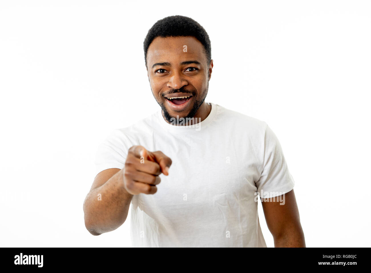 Portrait of smiling man having fun and joy smiling and laughing at the ...