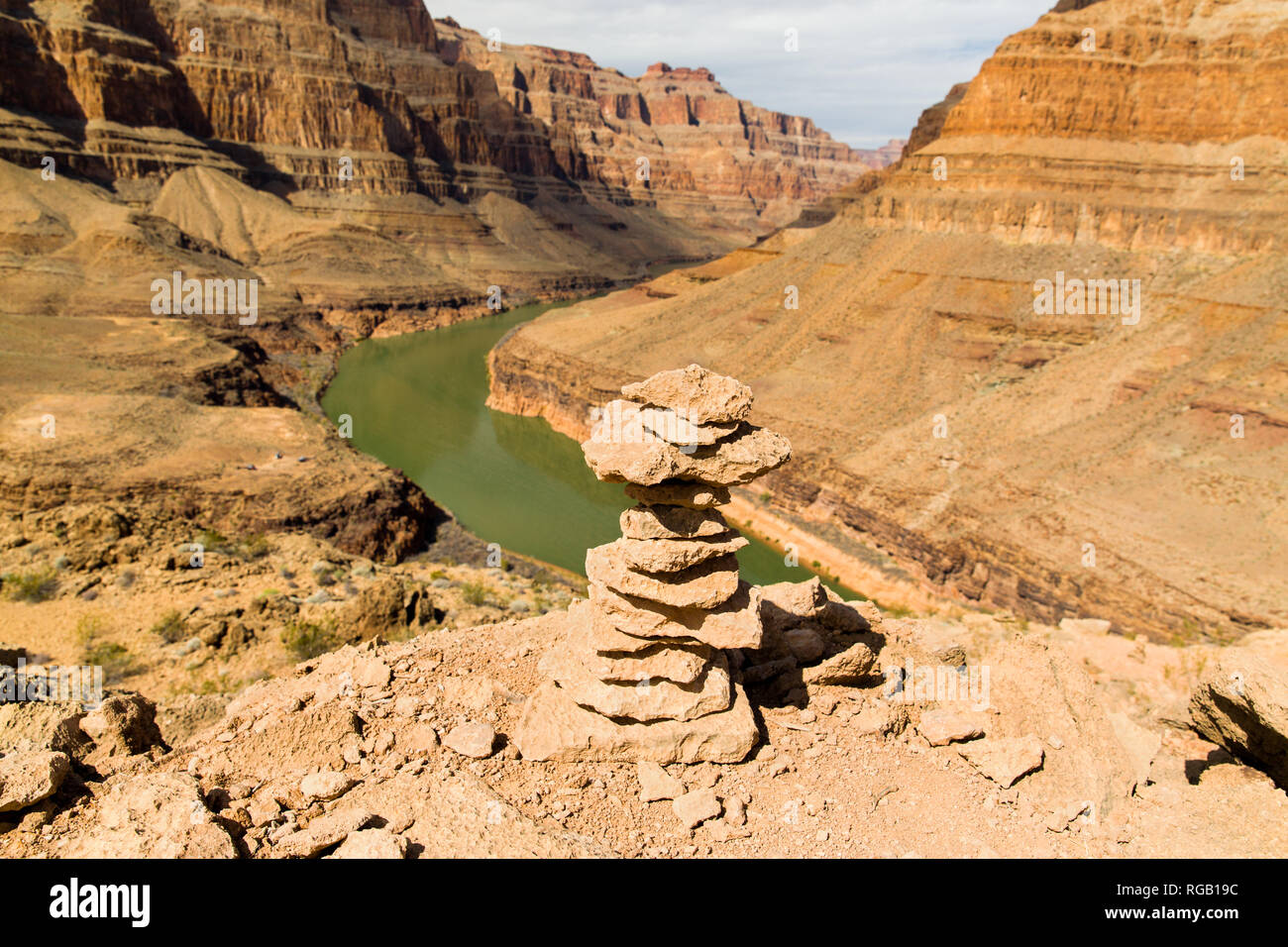 tower of rocks in grand canyon and colorado river Stock Photo - Alamy
