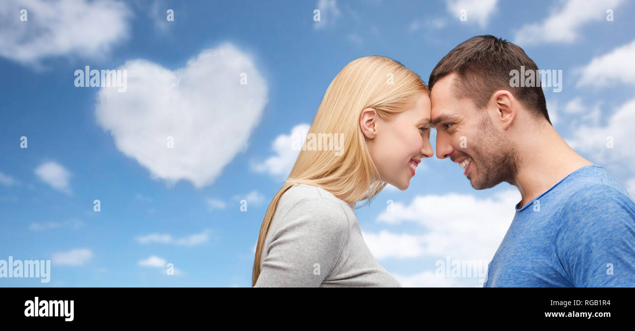 couple forehead to forehead over festive lights Stock Photo - Alamy