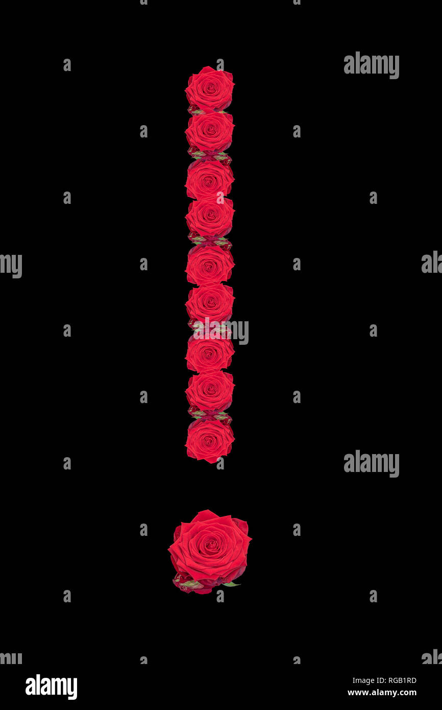 Fine art still life color image of an exclamation mark constructed from ...