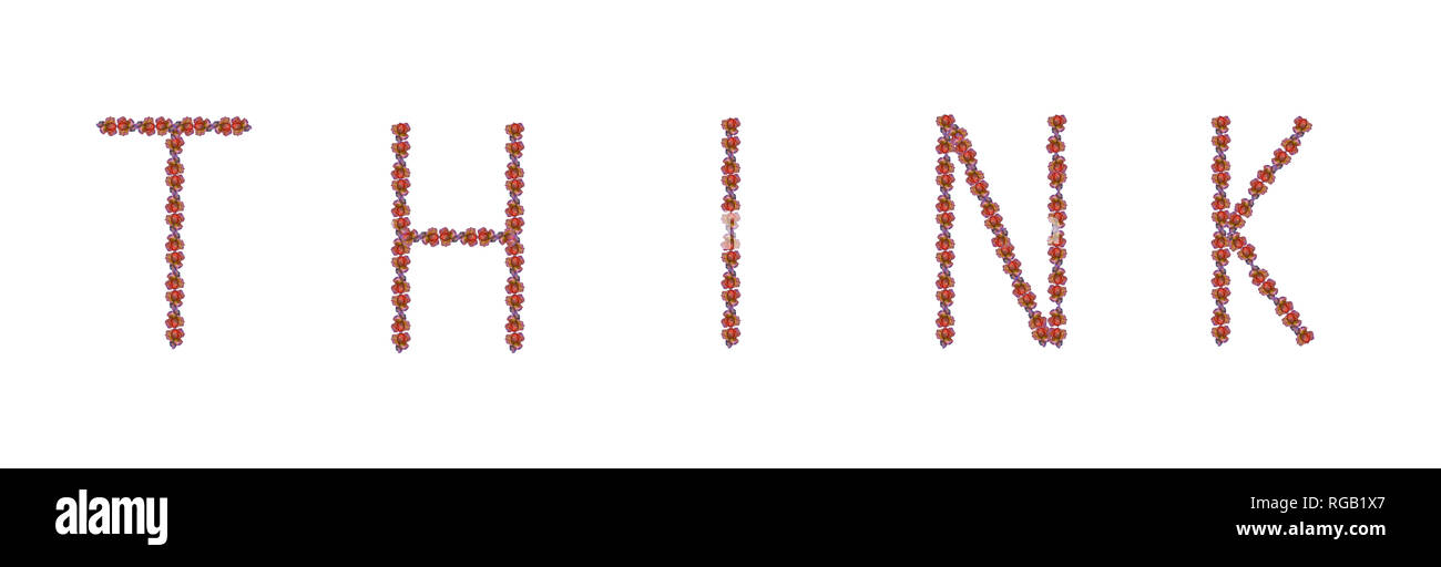 Fine art still life color image of the word think constructed from ...