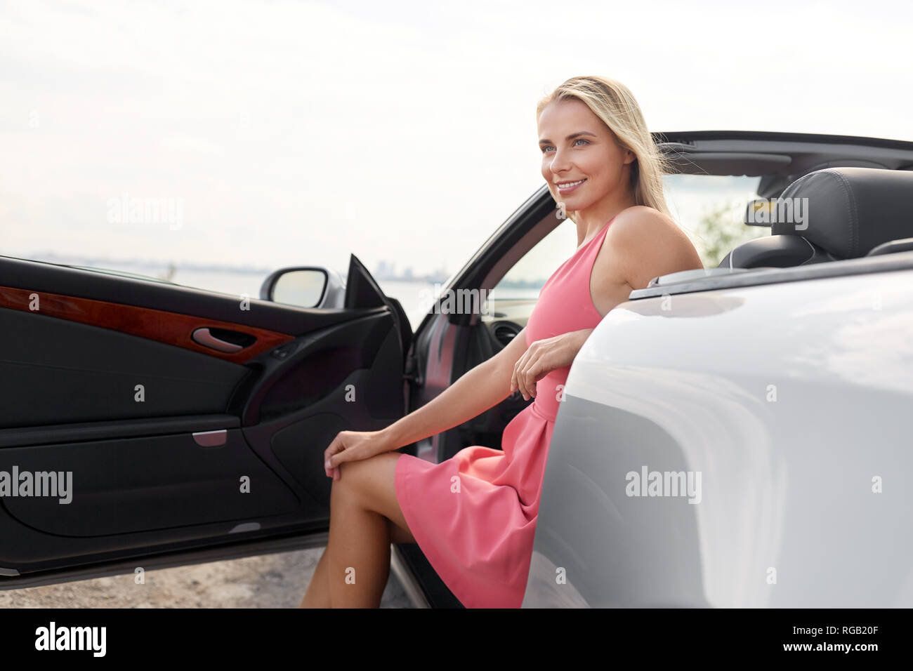 Woman in convertible car door hi-res stock photography and images - Alamy