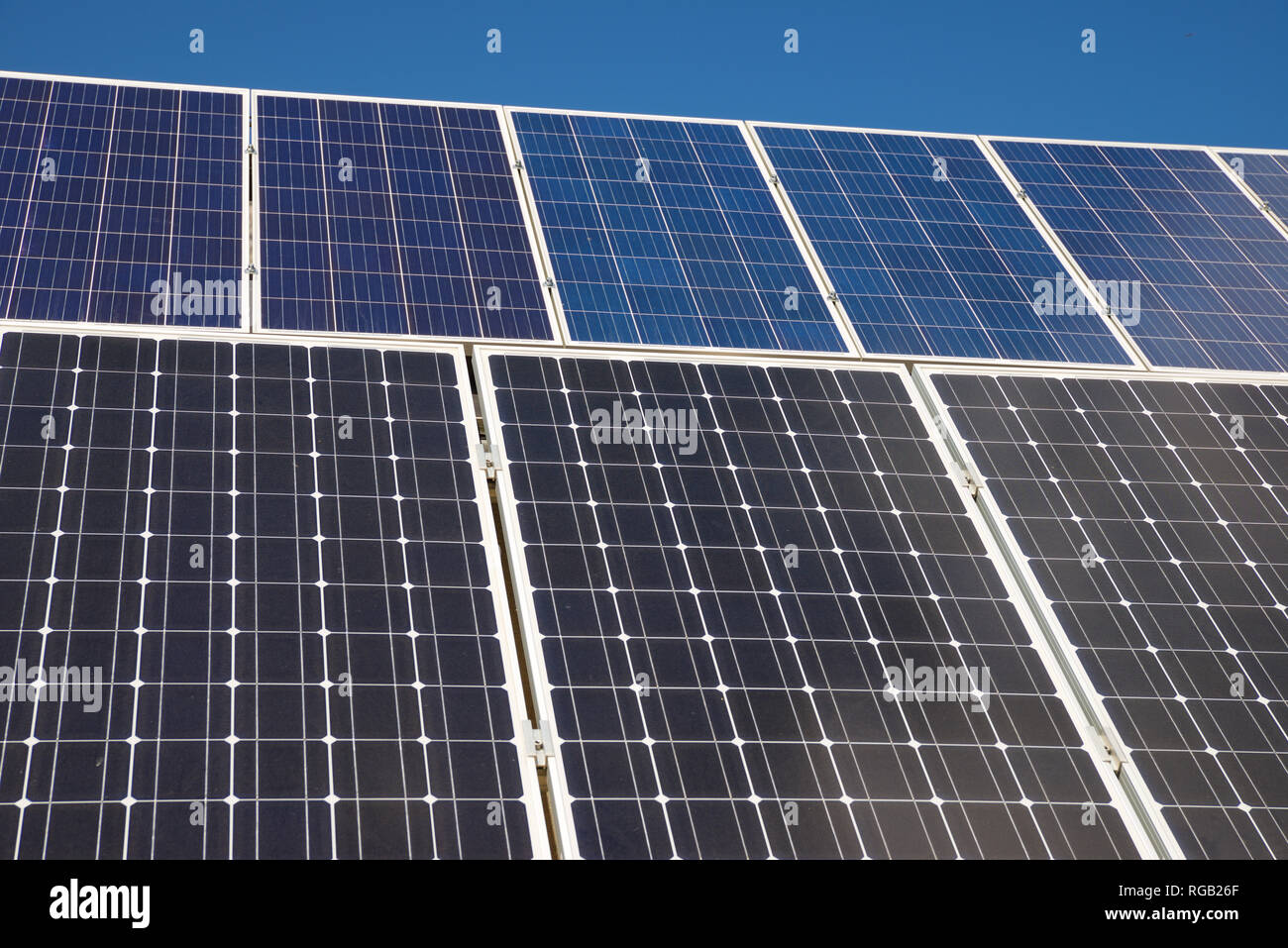 Detail of a photovoltaic panel for renewable electric production Stock ...