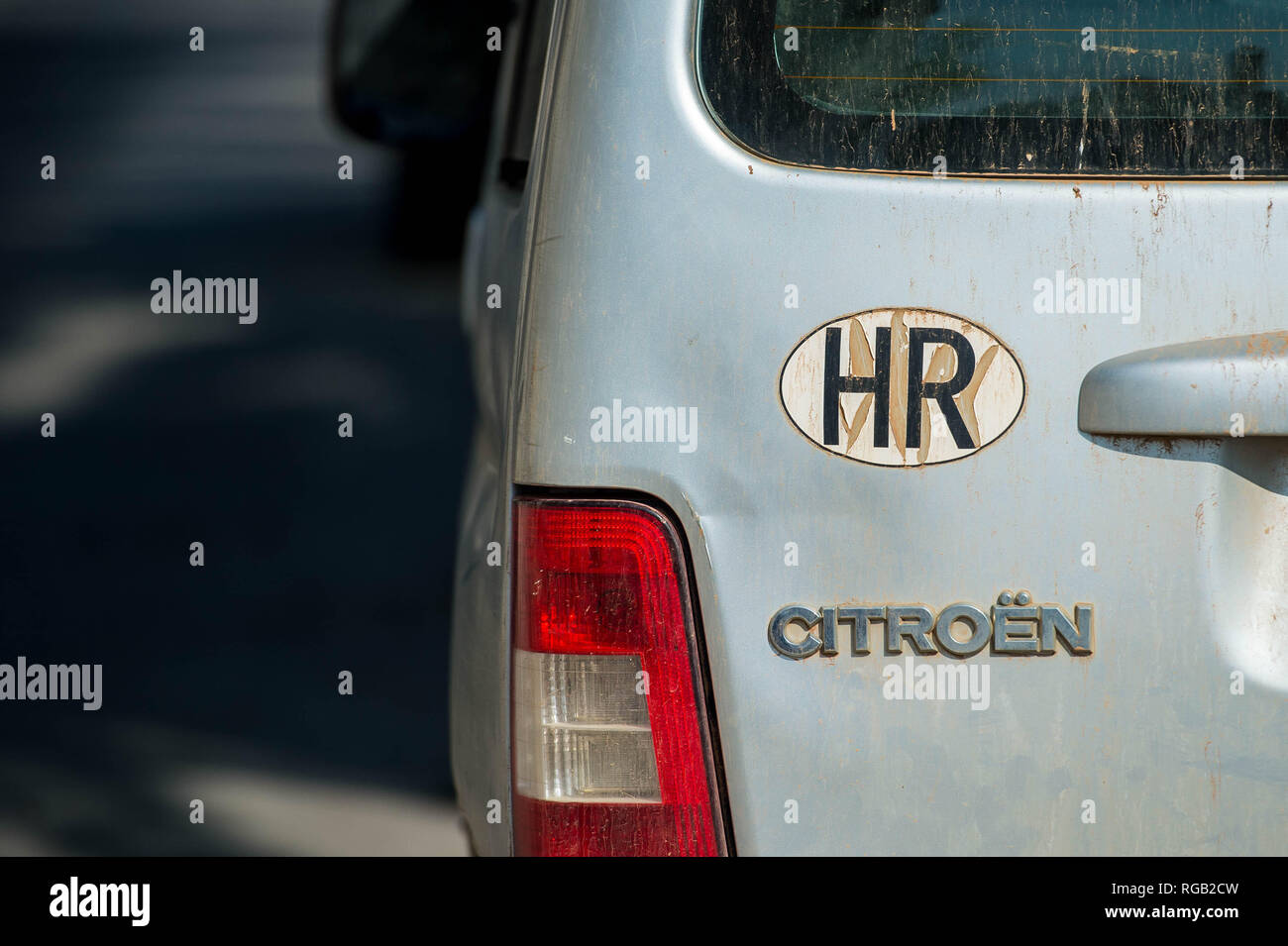 Friday 31 August 2018 Pictured:Rear of a car with a HR Croatian sticker ...
