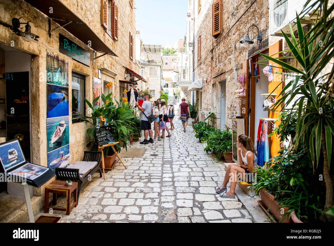 Friday 31 August 2018 Pictured: Streets with small shops in Hvar Re ...