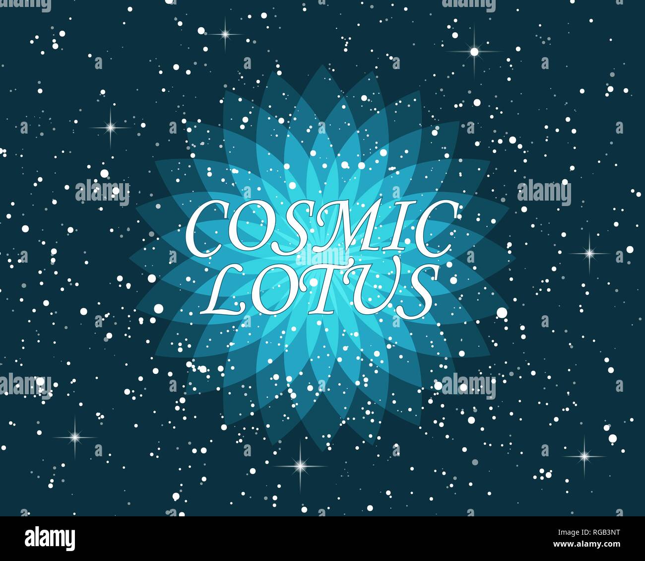 Ornate geometric lotus flower esoteric symbol on mystical starry night ...