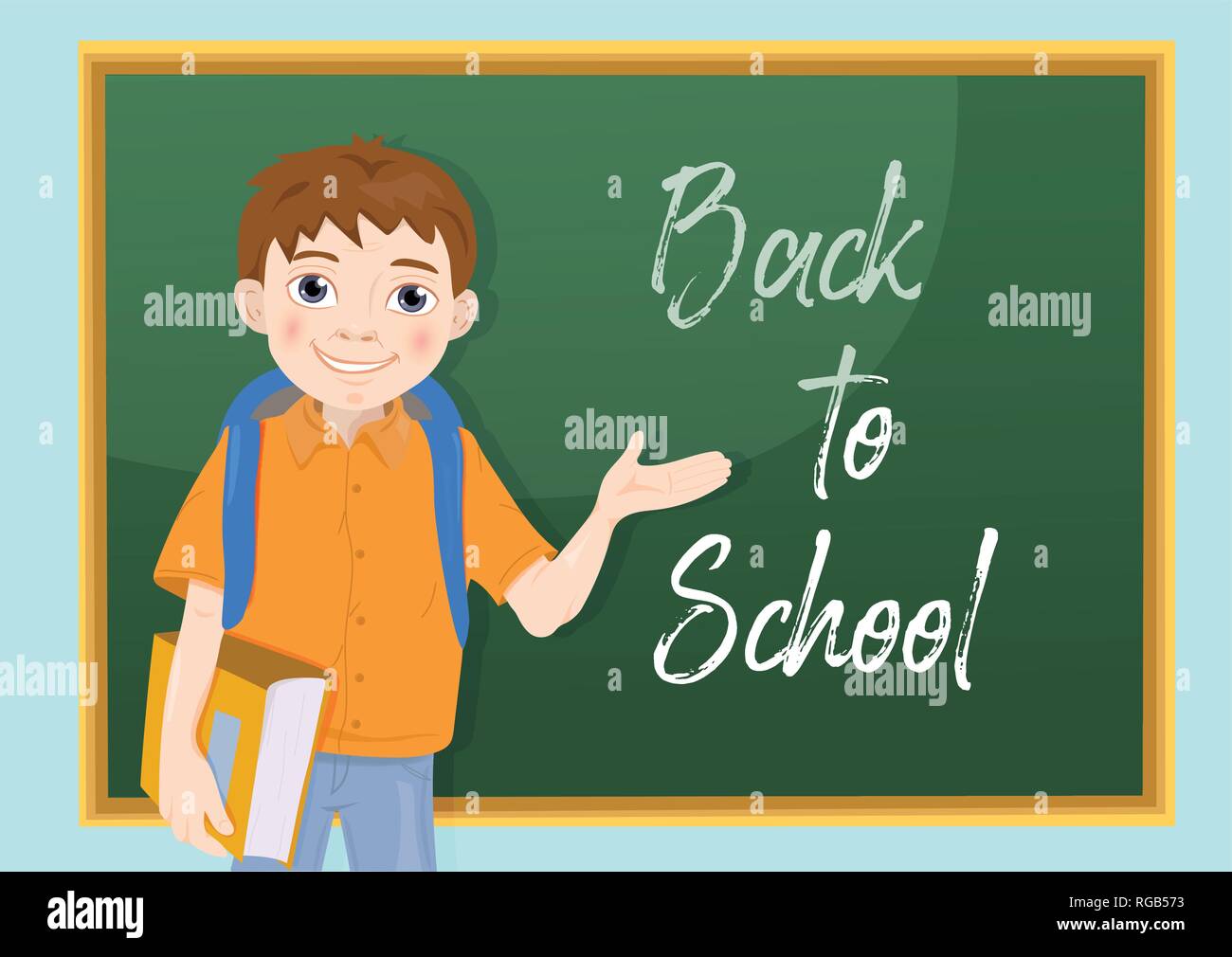 Boy cartoon student blackboard hi-res stock photography and images - Alamy