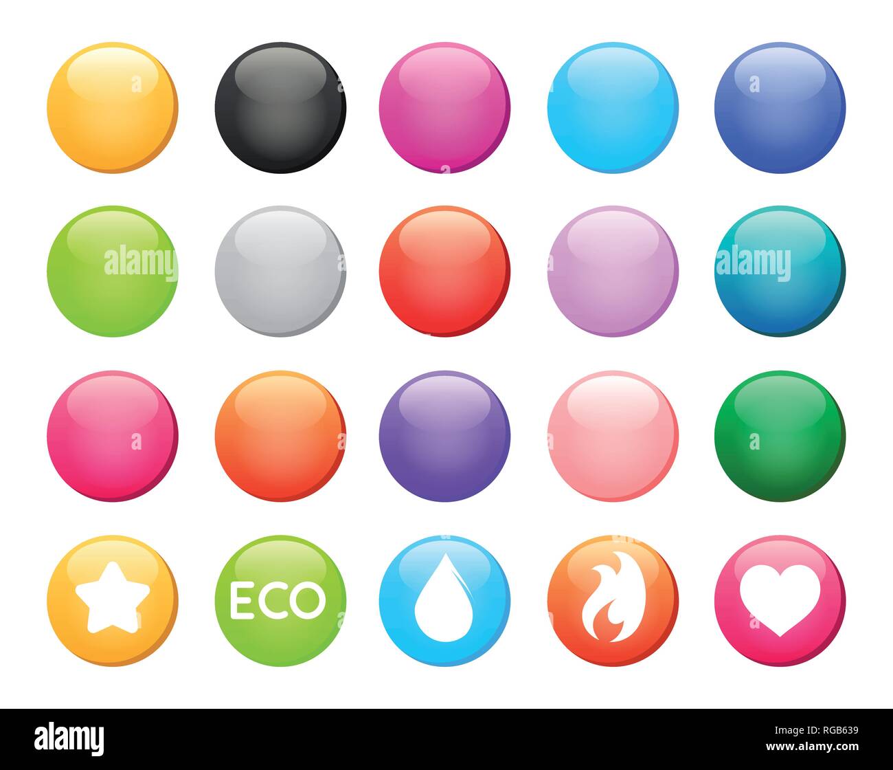 Set of colorful round button icons. Vector design elements with ...