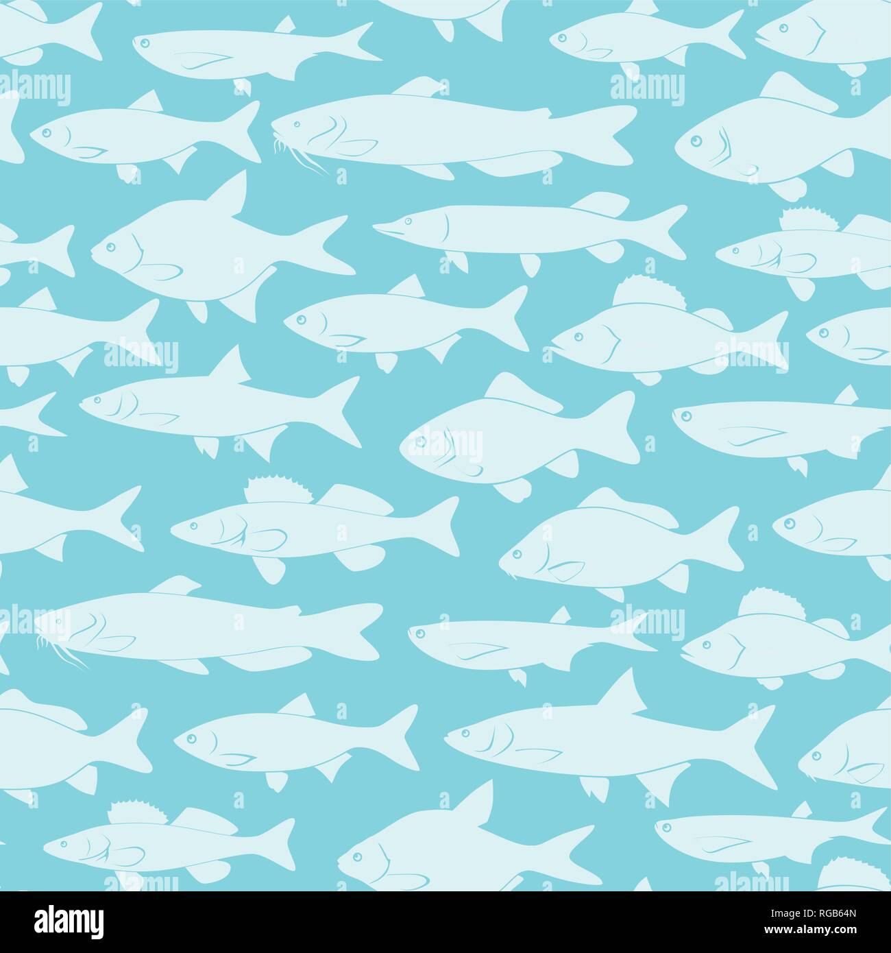 Vector silhouettes of river fishes - Textile Print or background with ...