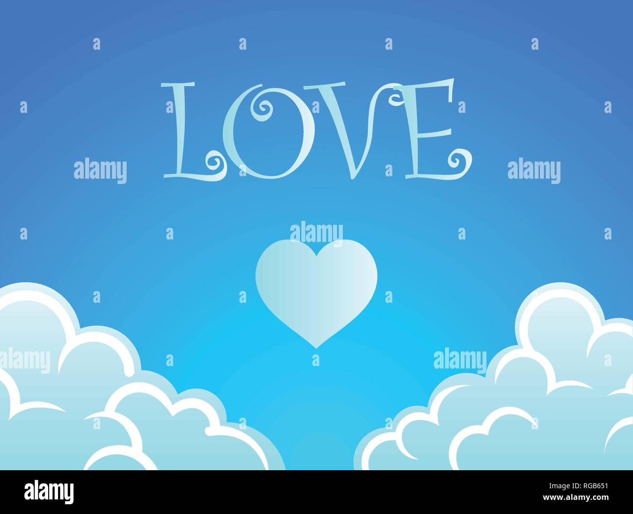 Vector background with romantic blue sky and heart for Valentines Day ...