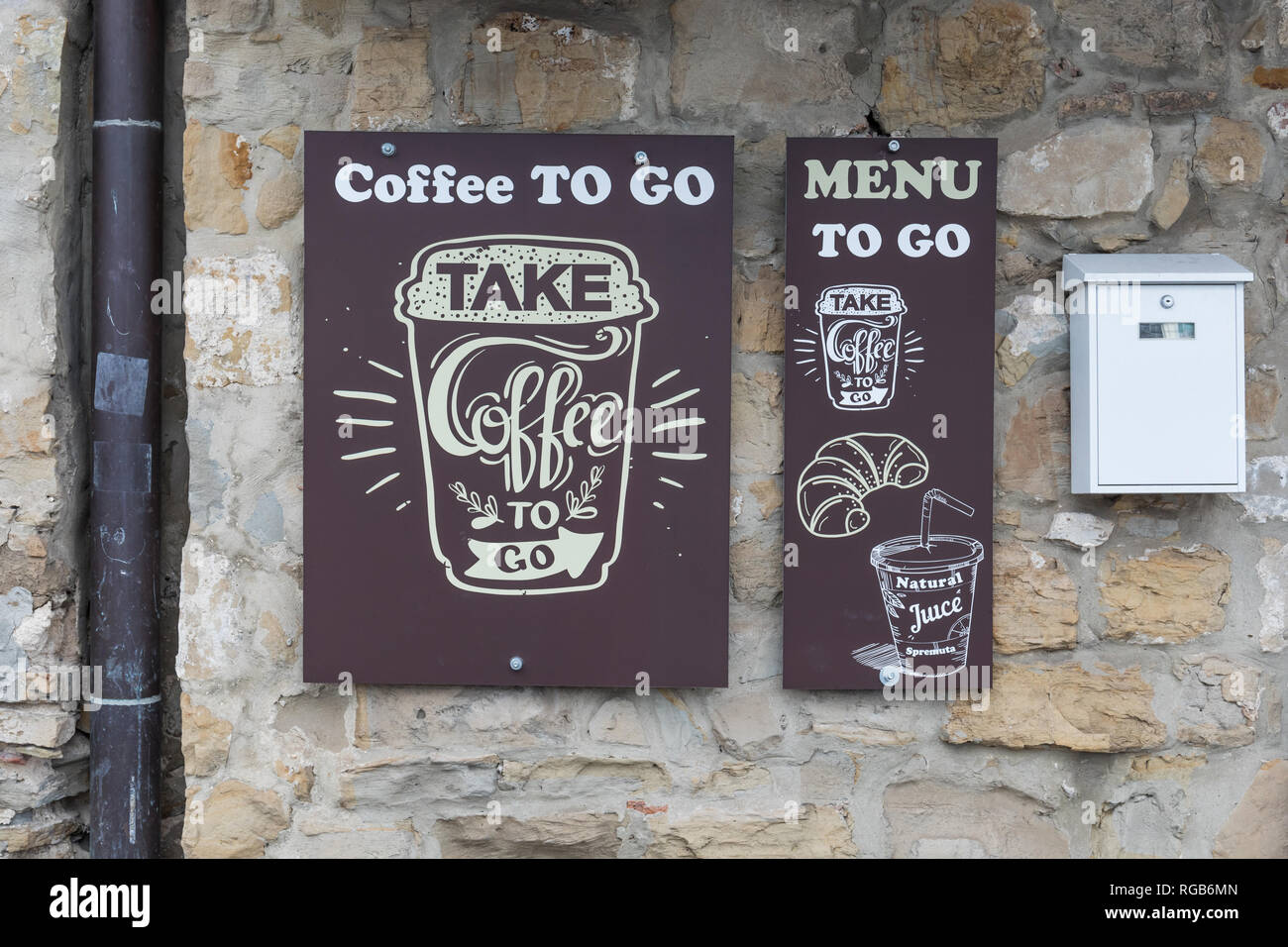 Coffee to go, Menu to go Stock Photo - Alamy