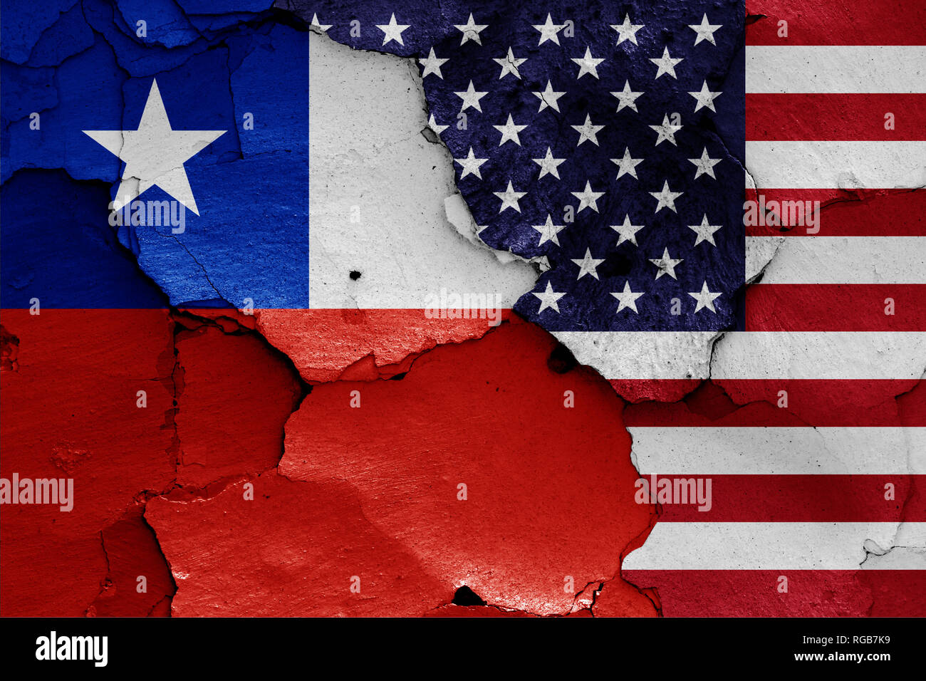 flags of Chile and USA Stock Photo - Alamy