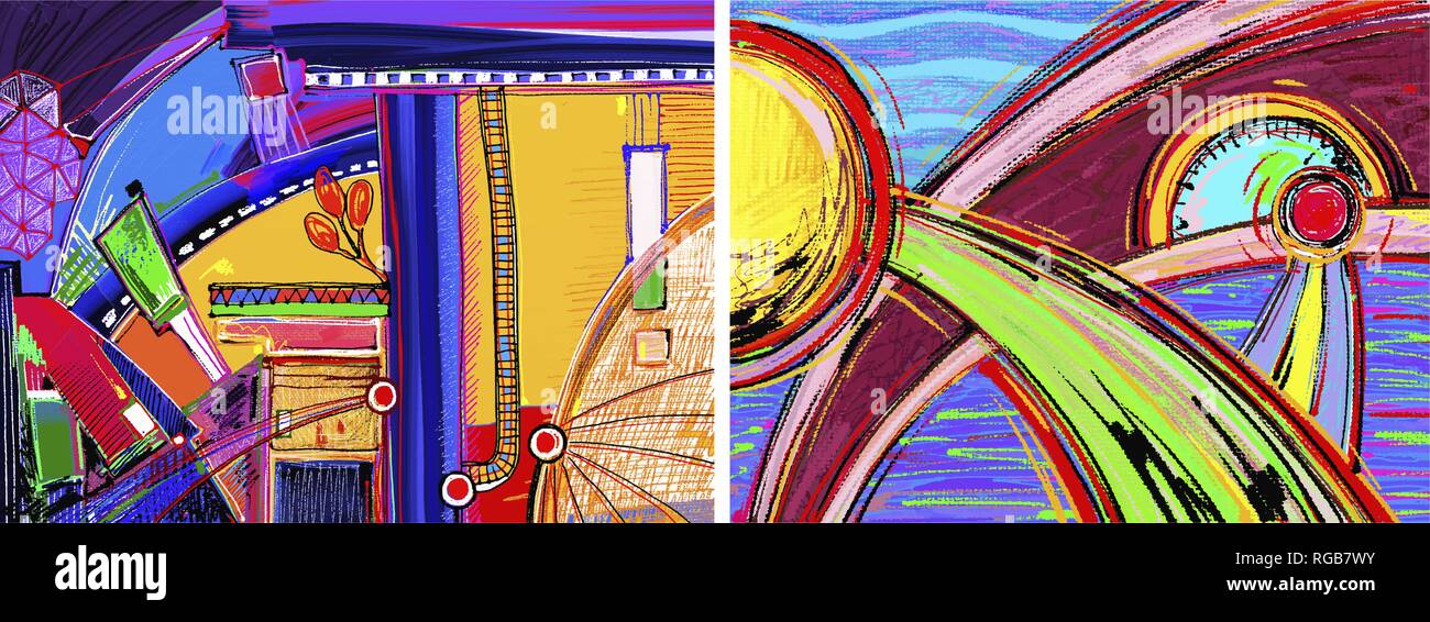 Colorful abstract art acrylic painting Stock Vector Images - Alamy