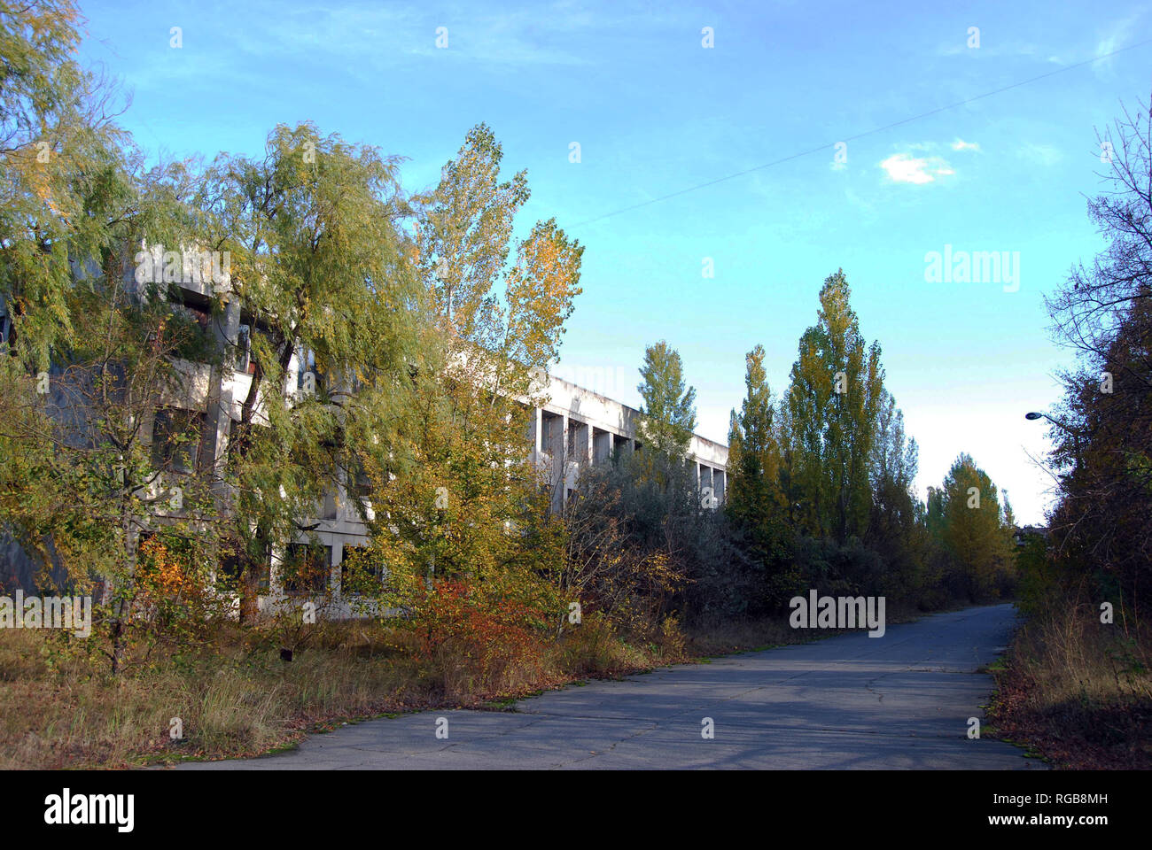 The abandoned streets and buildings in the town of Pripyat in the ...