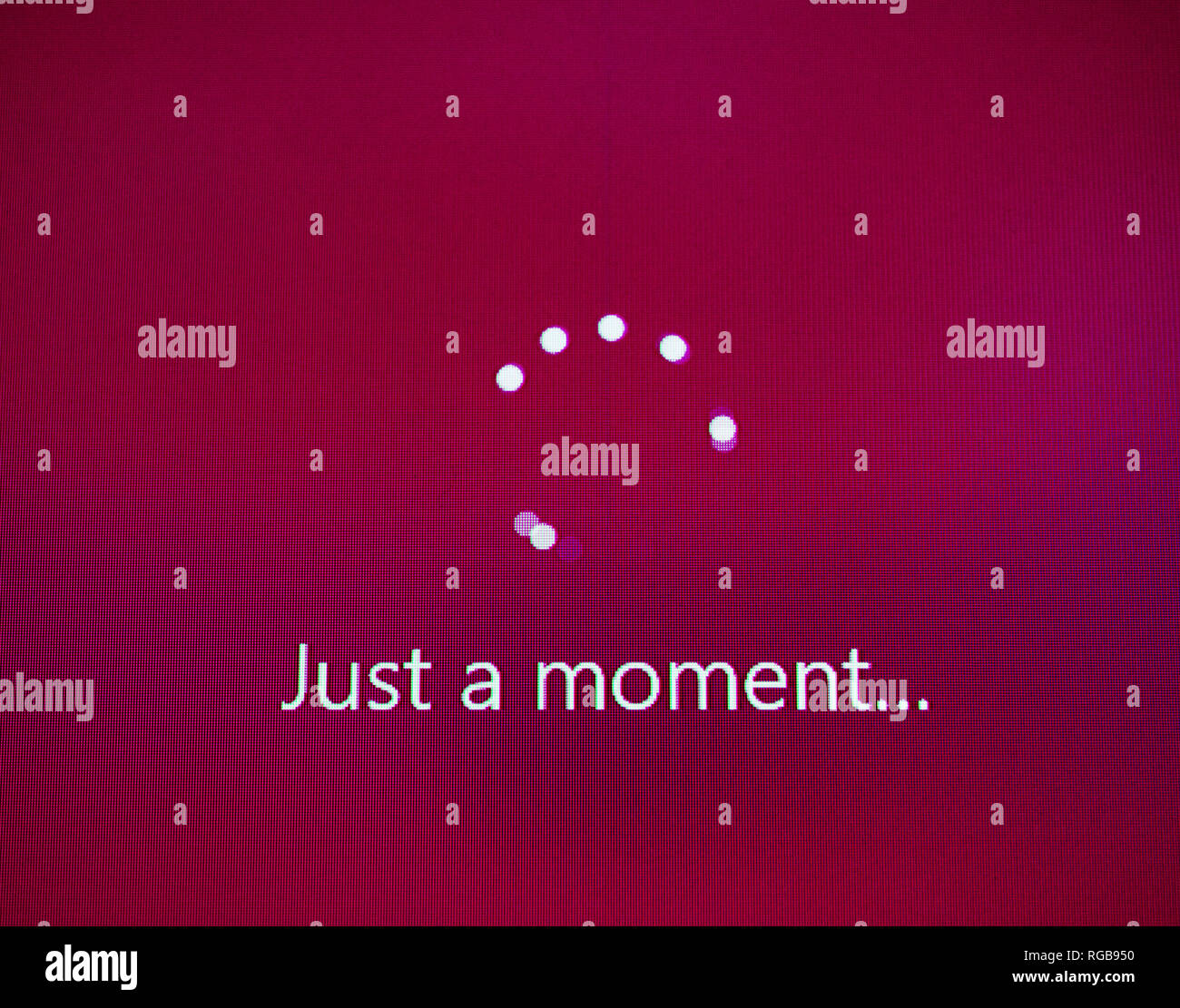 Just a moment sign during operating system installation on a modern ...