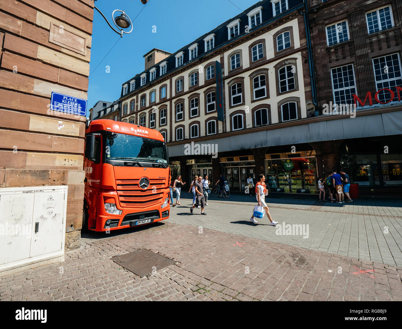 STRASBOURG, FRANCE - JUL 16, 2018: People walking near the new powerful ...