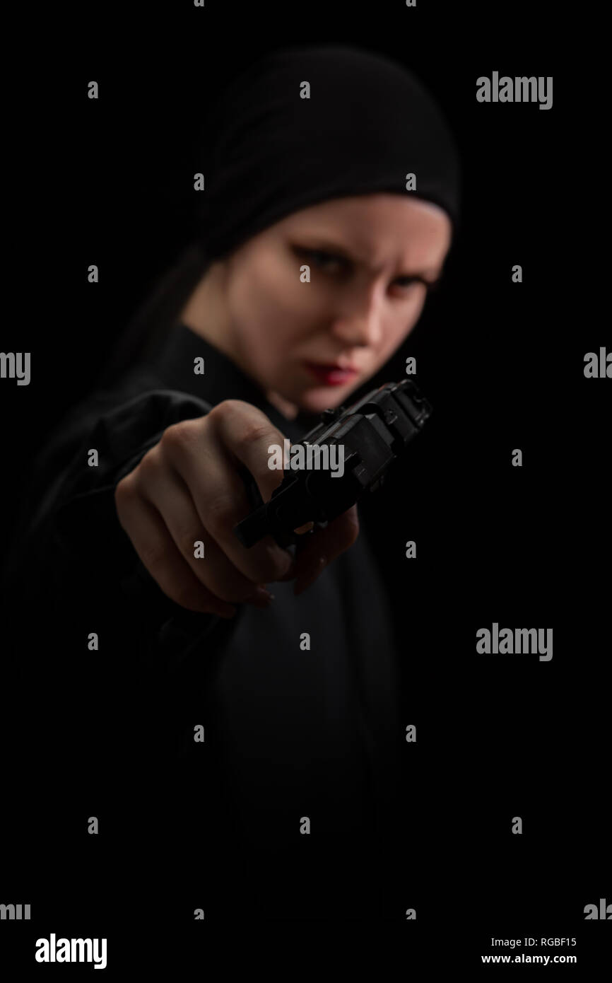 Woman aiming pistol hi-res stock photography and images - Alamy